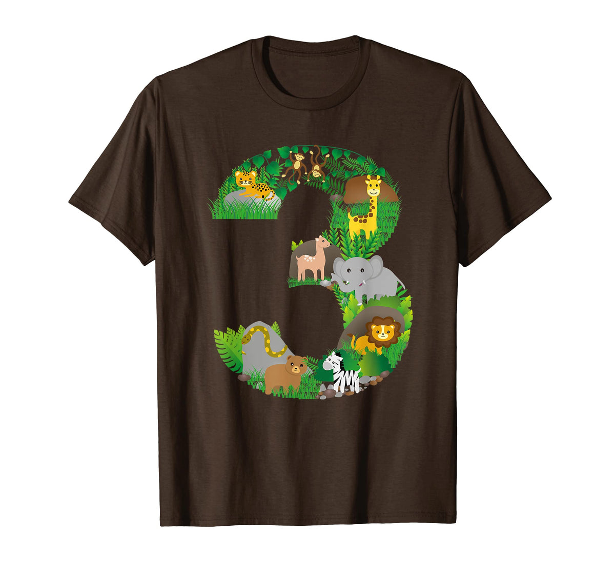 Safari Jungle Zoo Animals Third Birthday Number 3 T-Shirt New Zealand ...