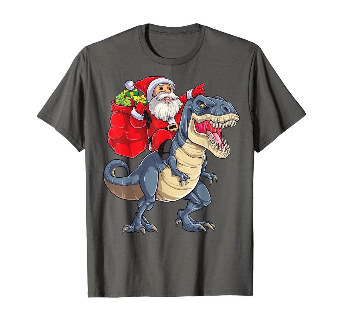 Santa Riding Dinosaur T Rex Christmas Gifts Boys Men Xmas T-Shirt New ...