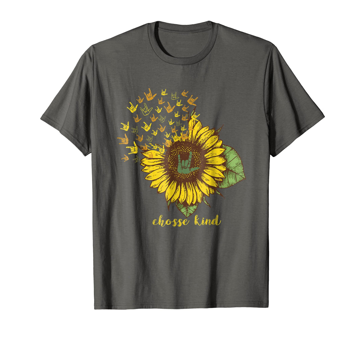 Choose Kind Sunflower Deaf ASL American Sign Language Tshirt New ...